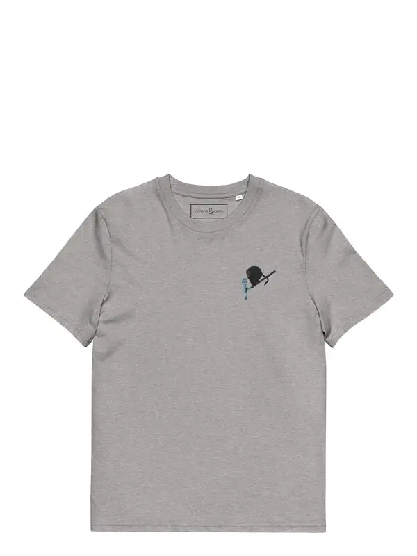 ANCHOR & CREW Heather Artist Monkey Organic Cotton Embroidered T-shirt - Grey
