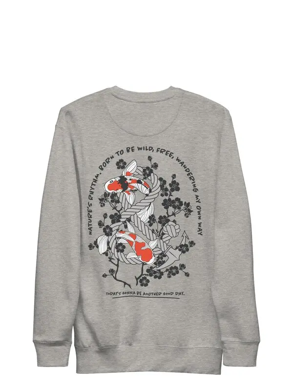 ANCHOR & CREW Heather Koi Fish Another Good Day Cotton Blend Sweatshirt - Grey