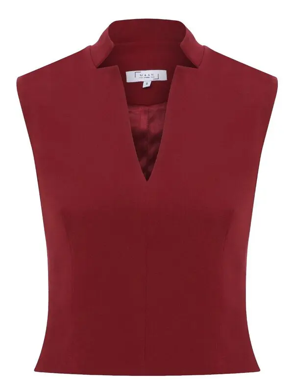 MAAN ISTANBUL High Neck Burgundy Blouse Pearl Wings - Red