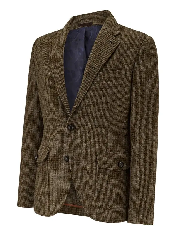 GUARDS LONDON Allenby Wool Tweed Blazer Microcheck - Brown