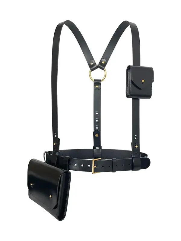 HAUTE CUIR Leather Double Bag Harness - Black