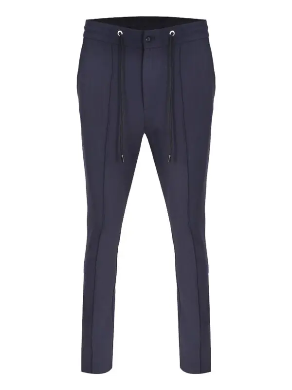 DAVID WEJ Ashford Plain Smart Drawstring Trousers Navy - Blue