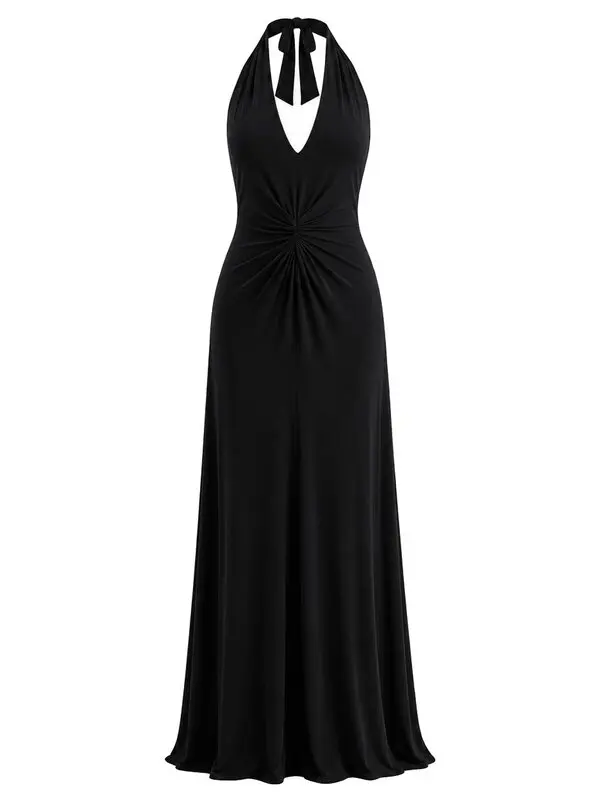 MAISON DE GALA Sienna Noir Halter Dress - Black