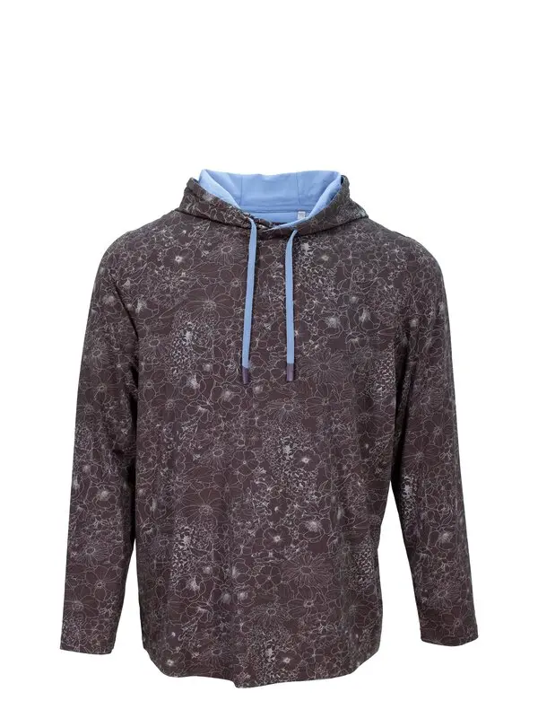 LORDS OF HARLECH Horatio Outline Floral Printed Hoodie - Black