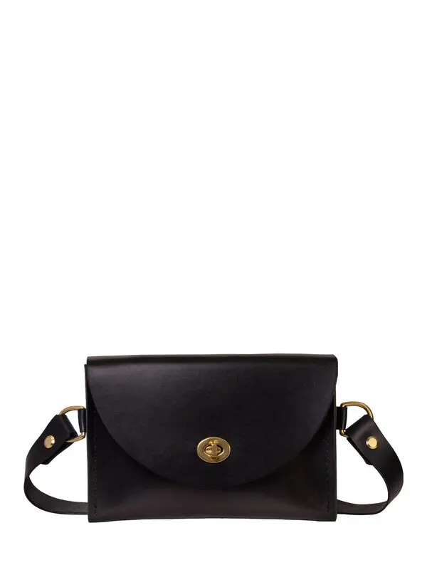 DESIGNS BY ELLE Rachel Sling Belt Leather Bag - Black