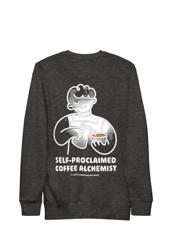 ANCHOR & CREW Heather Gustatory Coffee Alchemist Cotton Blend Embroidered Sweatshirt - Black