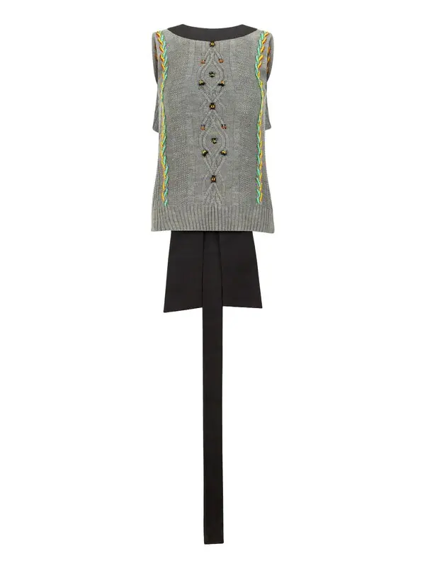 BOUTIQUE KAOTIQUE Bug Wool Cut Out Top - Grey