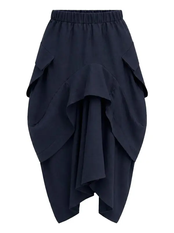 LUMINA ELIGMA The Collar Linen Skirt Navy - Blue