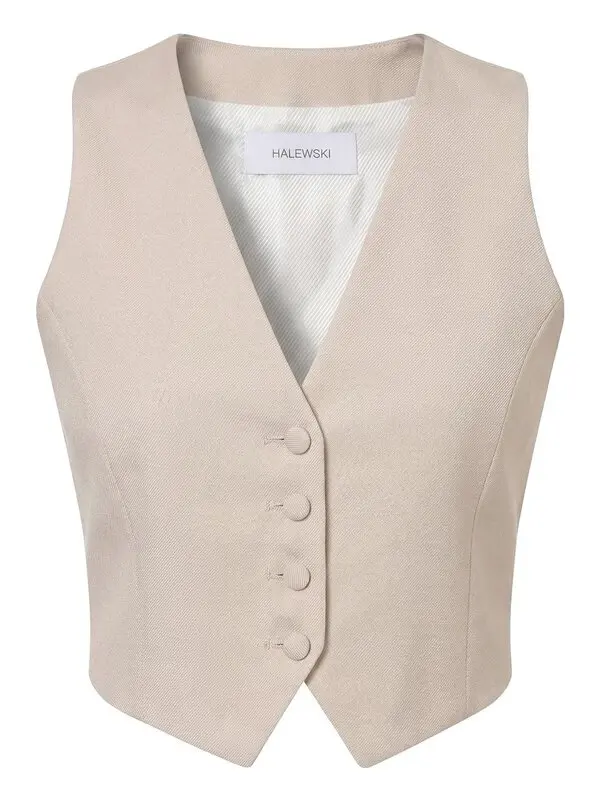AGGI BY HALEWSKI Neutrals Sylvia Sheer Dew Vest - Beige