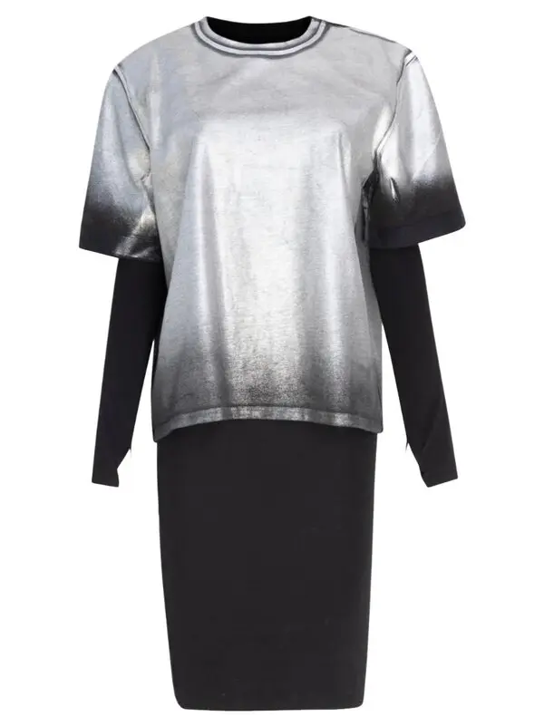 CIRCULAR PATH Black / Silver Doubled Layer Dress Metallic Black - Black/silver