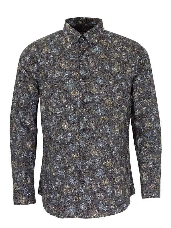 LORDS OF HARLECH Morris Madrid Paisley Shirt Smoke - Grey