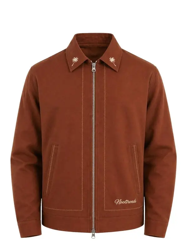 NOOLTRENDS Mocha Palmeraie Embroidered Jacket - Brown