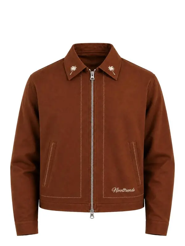 NOOLTRENDS Mocha Palmeraie Embroidered Jacket - Brown