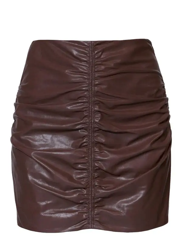 AGGI BY HALEWSKI Ruth Chocolate Mini Vegan Leather Skirt - Brown