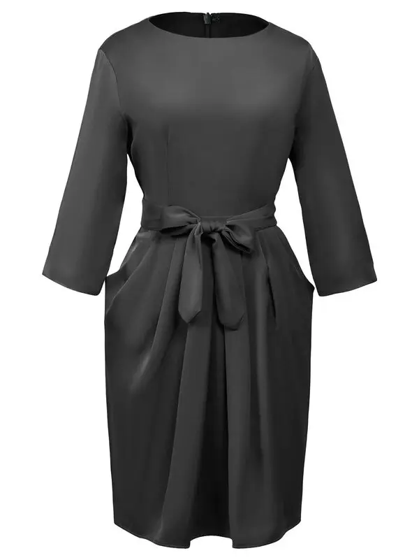 SMART AND JOY Pegged Dress With Pleats - Black