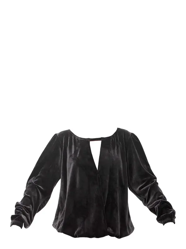 MAISON BOGOMIL Plush Surplice Blouse - Black