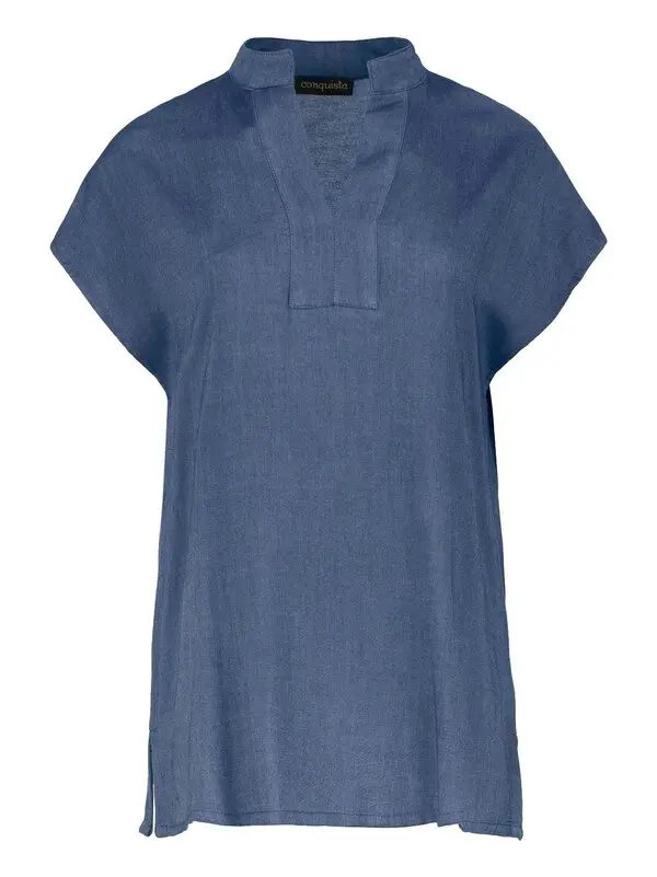 CONQUISTA Denim Style Sleeveless Top - Blue