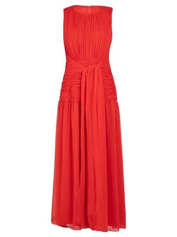 ROSE & NANCY Amy Drape Tie Waist Maxi Dress - Red