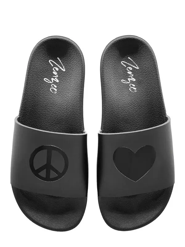 ZENZEE Peace + Love Slide Sandals - Black