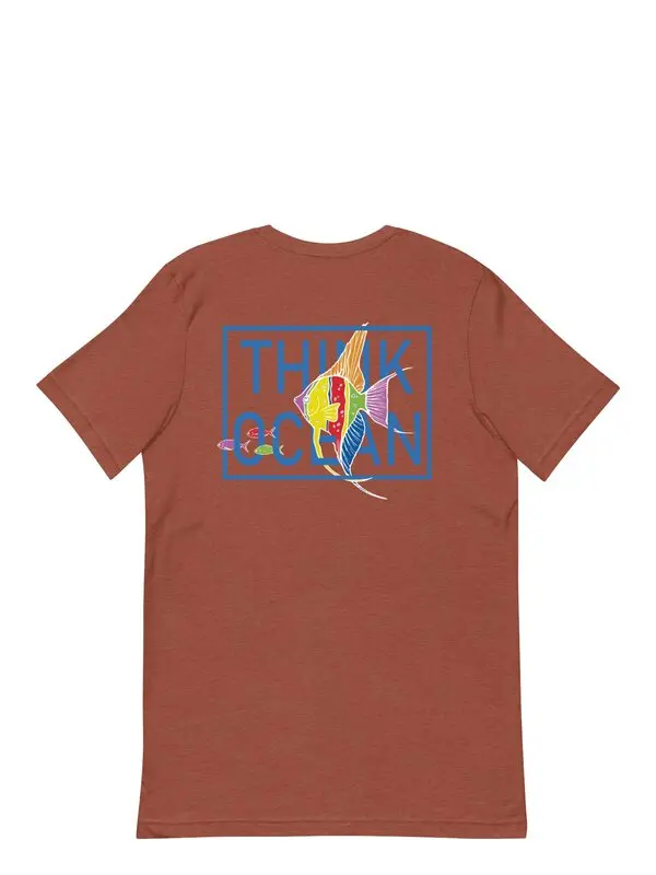 ANCHOR & CREW Clay Think Ocean Fish Fluorescence Cotton Embroide T-shirt - Red