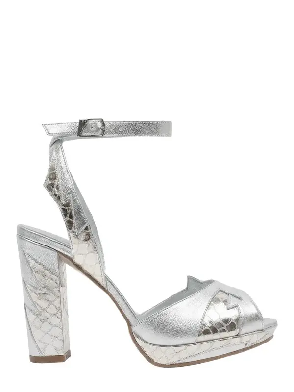 TERRY DE HAVILLAND Zia Mid Platform Block Heels - Silver
