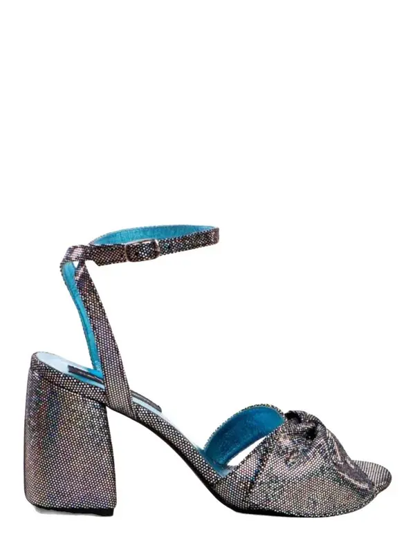 THE 5TH ELEMENT Black / Silver Paola Block-heel Sandals In Sparkle Leather - Black/silver