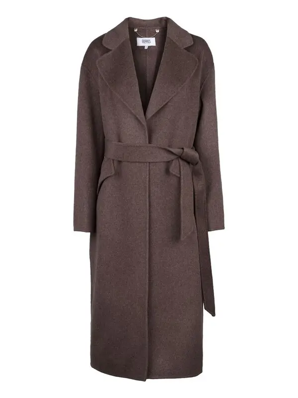 GUARDS LONDON Kelly Belted Wool Cashmere Long Coat Taupe - Brown