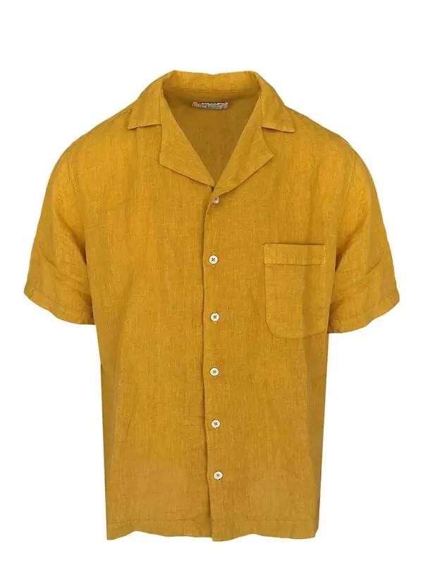 Haris Cotton Linen Byron Shirt Honey - Yellow