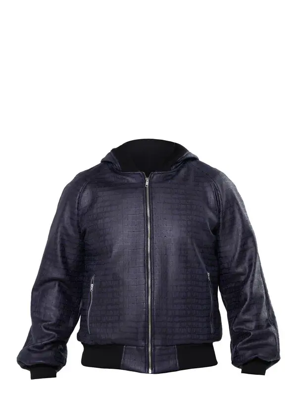 METAMORPHOZA S Croc-effect Bomber Jacket - Blue