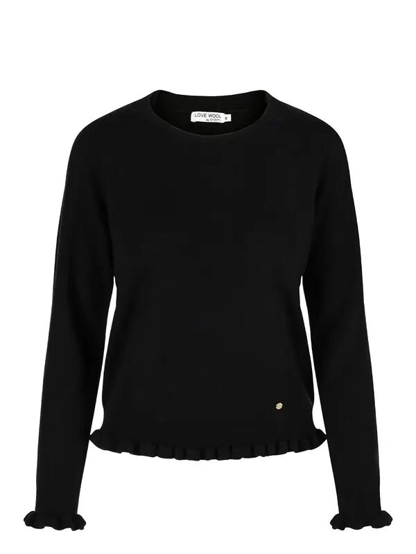 TIRILLM Aspen" Merino Wool Sweater With Frills - Black