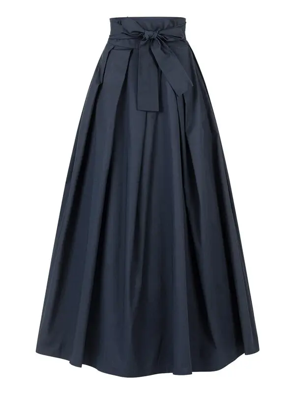 NIKKA PLACE Cotton Maxi Skirt With High Waist In Dark - Blue