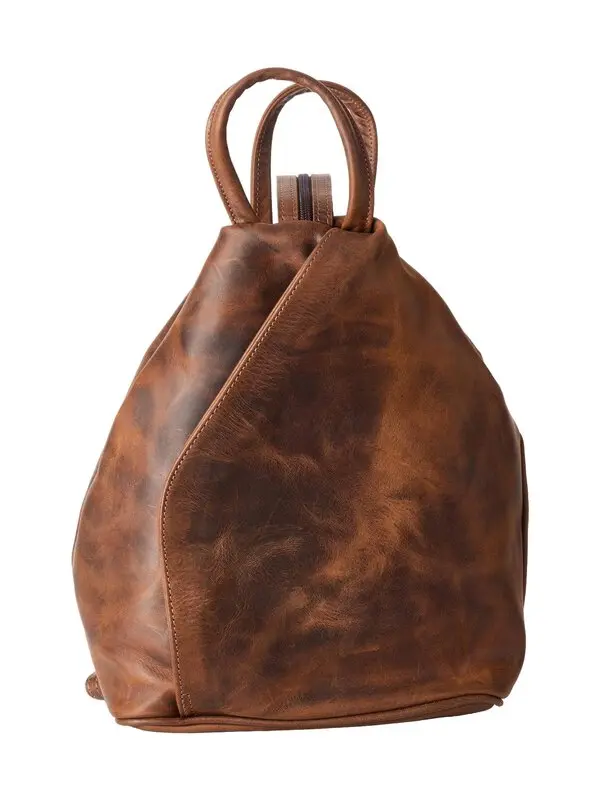 BEDROOM ATHLETICS Totti Distressed Leather Backpack - Brown