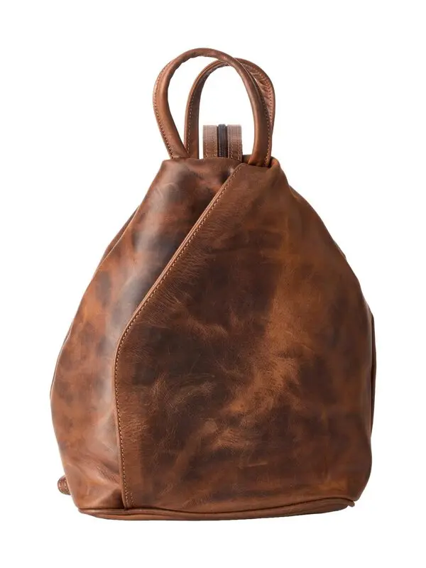 BEDROOM ATHLETICS Totti Distressed Leather Backpack - Brown