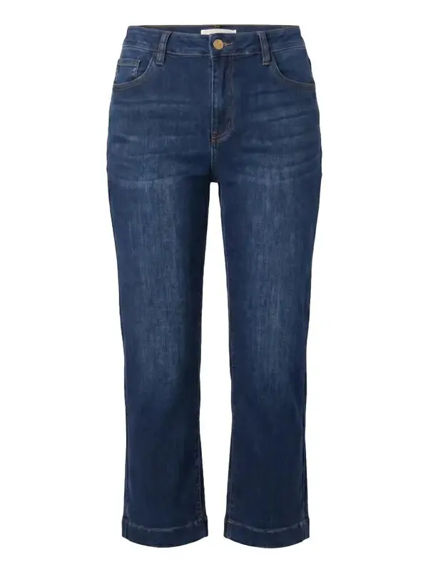 Adrift Clothing Adrift Denim Cropped Straight Leg Jeans In Dark Wash - Blue
