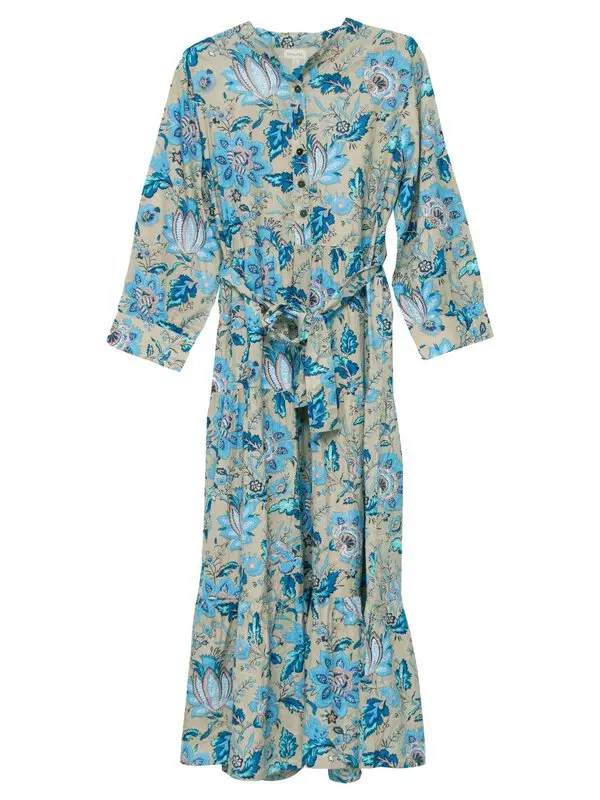 INARA Indigo Lotus Cotton Dress - Blue