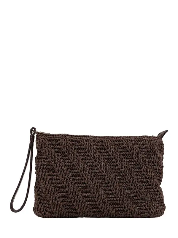 HAMEL ATELIER Handwoven Raffia Clutch Bag - Brown