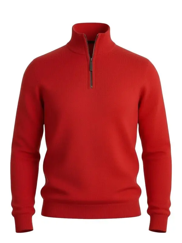 LINDSAY NICHOLAS NEW YORK Drew Quarter Zip Sweater - Red