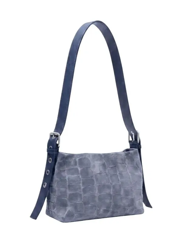 JUAN-JO Croc Suede Crossbody Bag - Blue