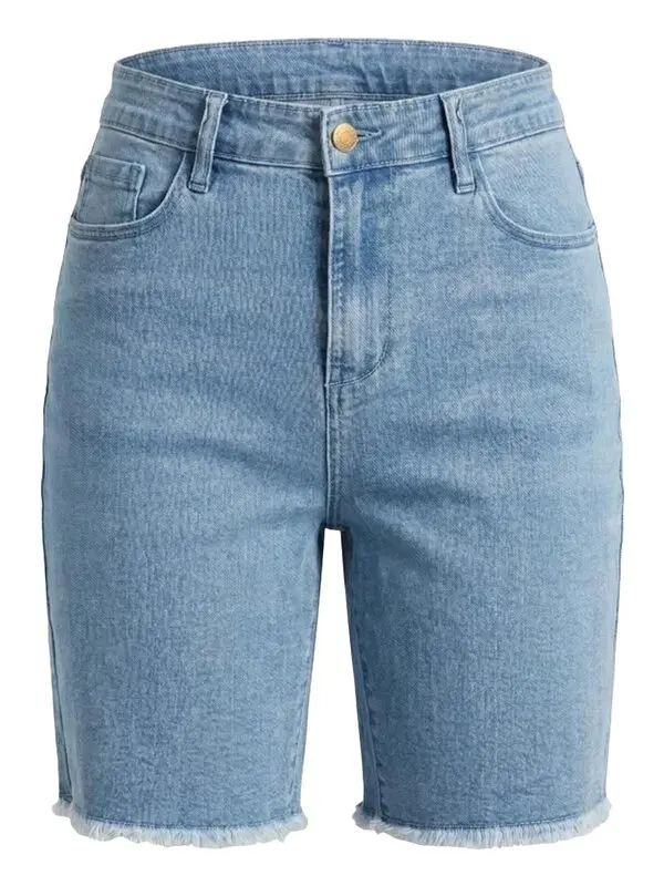 Adrift Clothing Adrift Denim Cut Off Shorts In Light Wash - Blue