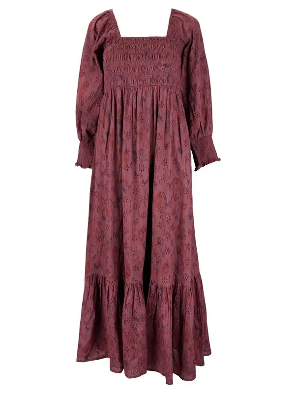 EM & SHI Berry Smocked Dress - Red