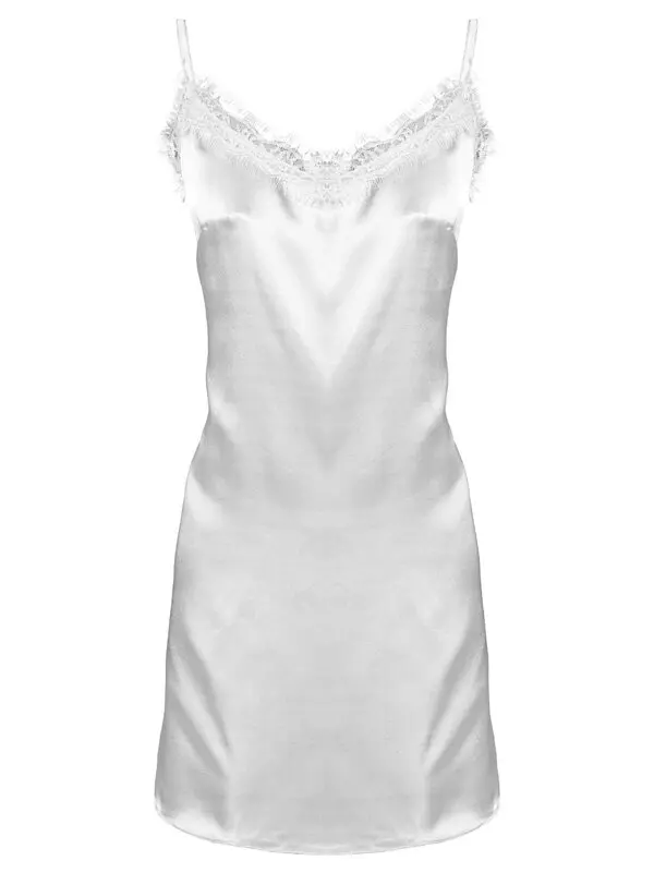 ETTIE Satin Slip Dress With Lace Trim - Silver