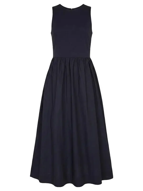 MODENAIRE Seamed Maxi Dress Sculpted Silhouette - Blue