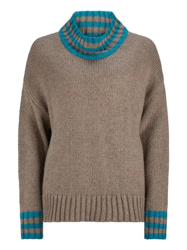 DREF Desire Sweater Dark Grey / Aqua - Brown