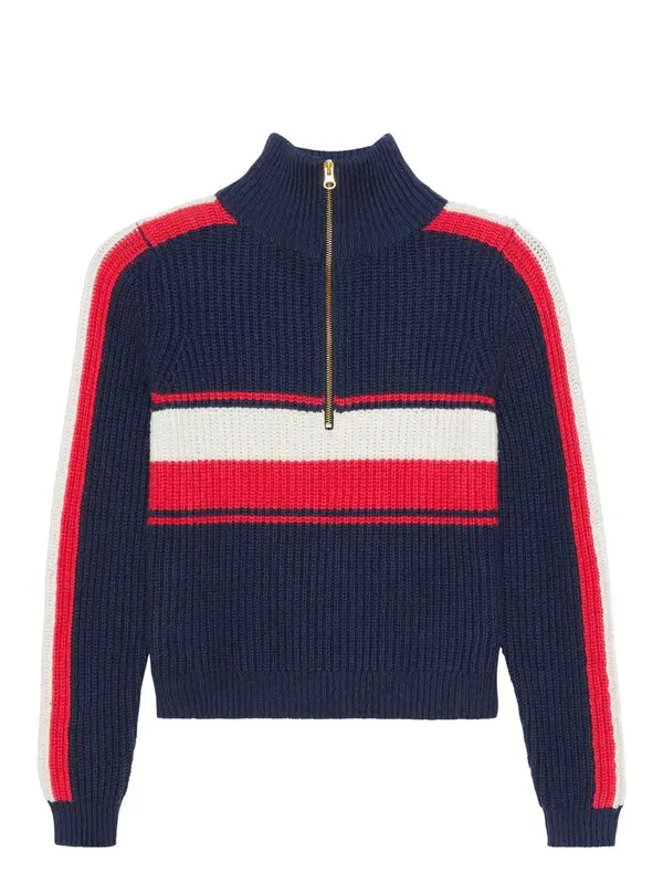 ELLSWORTH + IVEY Aspen Quarter Zip Navy Retro Block - Blue