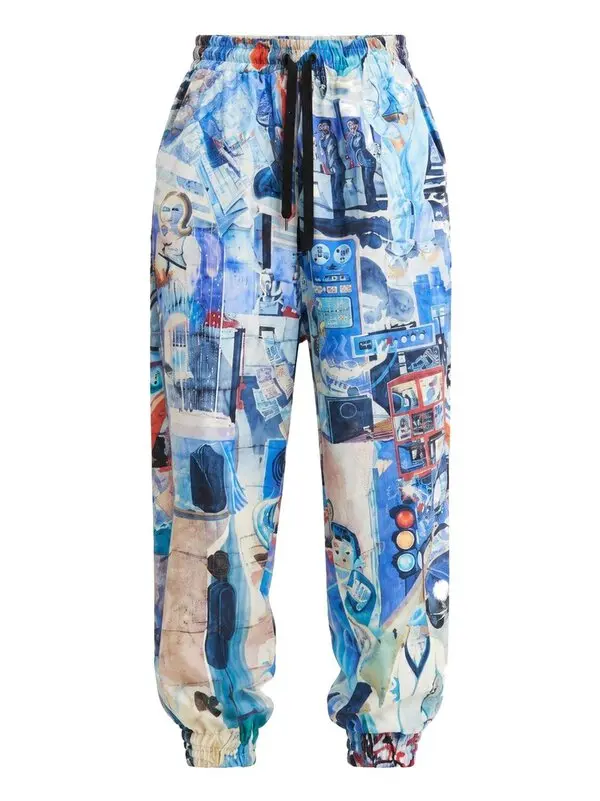 MYSIMPLICATED Recycled Graffiti Print Trousers - Blue