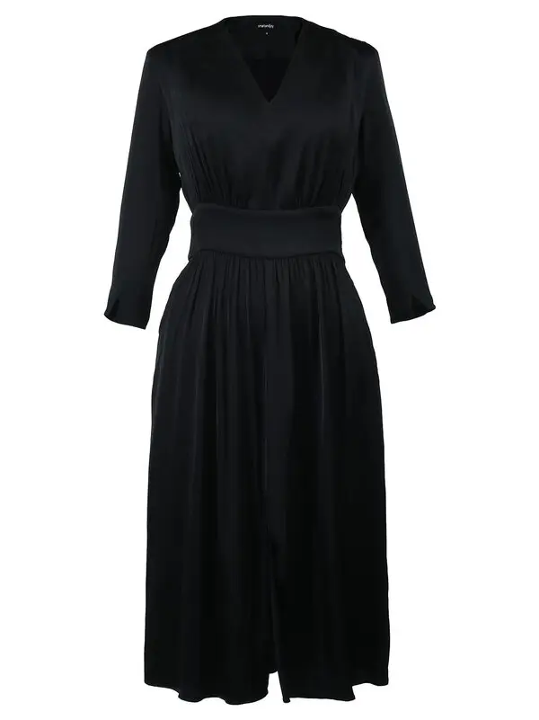 SMART AND JOY Fit-and-flare Satin And Jacquard Dress - Black