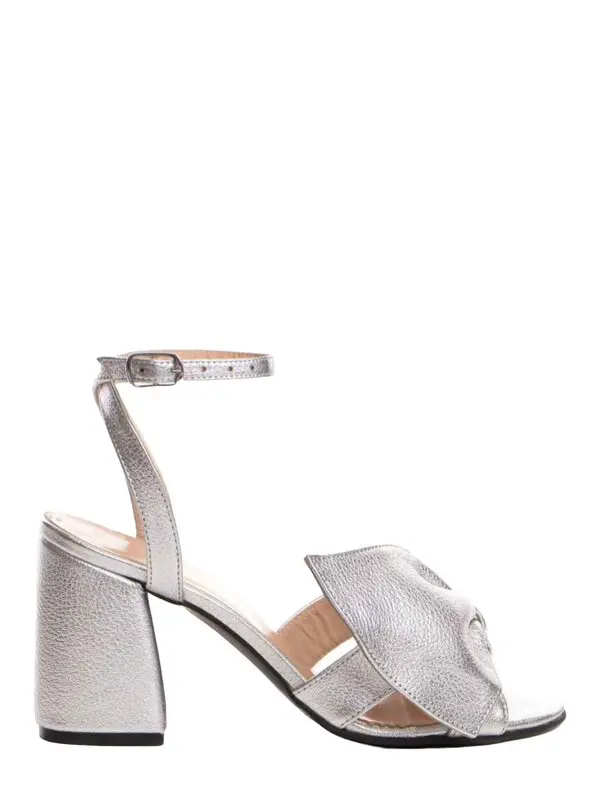 THE 5TH ELEMENT Paola Block-heel Sandals In Leather - Silver