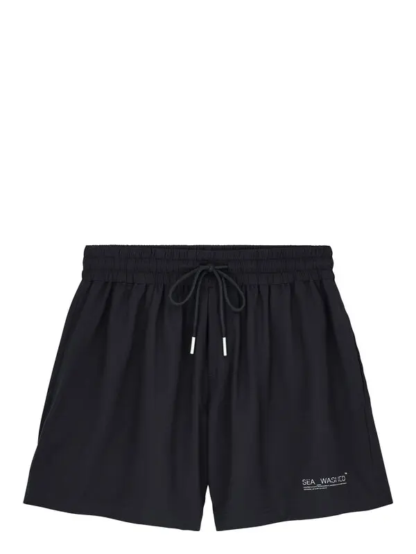 SEA_WASHED Classic Beach Shorts - Black