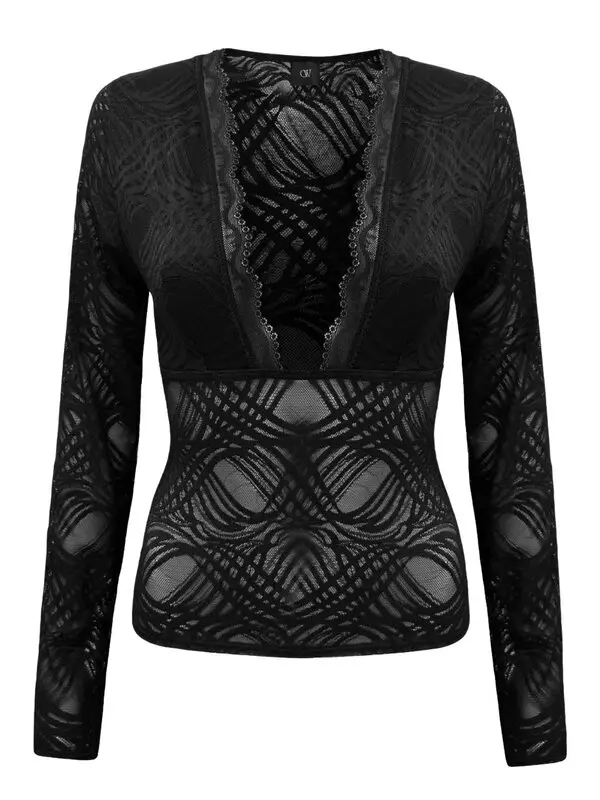OW Lexi Long Sleeve Lace Blouse - Black