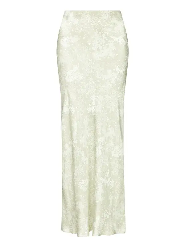 LILY ROU Neutrals Coral Midi Silk Slip Skirt - Orange